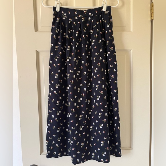 Jeri Marque | Skirts | Vtg Jeri Marque Floral Print Midi Skirt Pleated ...